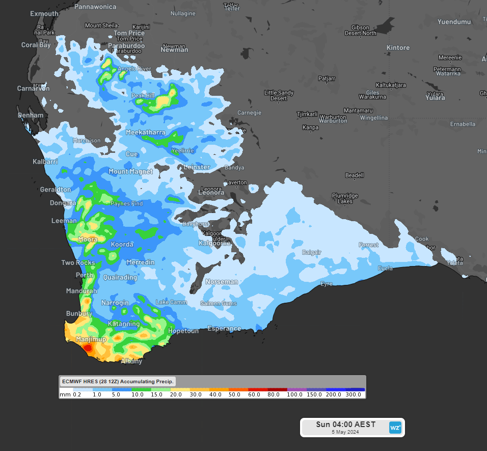 Decent rain en route to bone-dry southwest WA