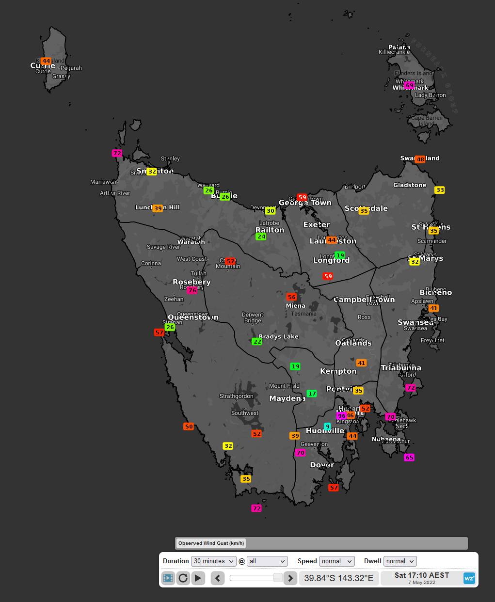 Wild winds ease in Tasmania as low-pressure system heads east