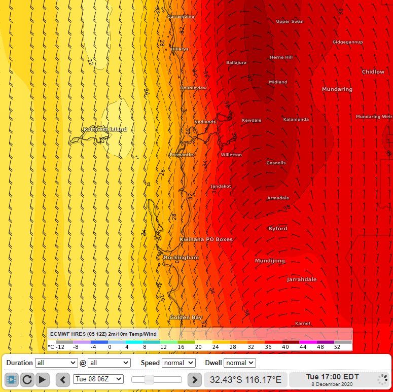 Hot in Perth over the coming days