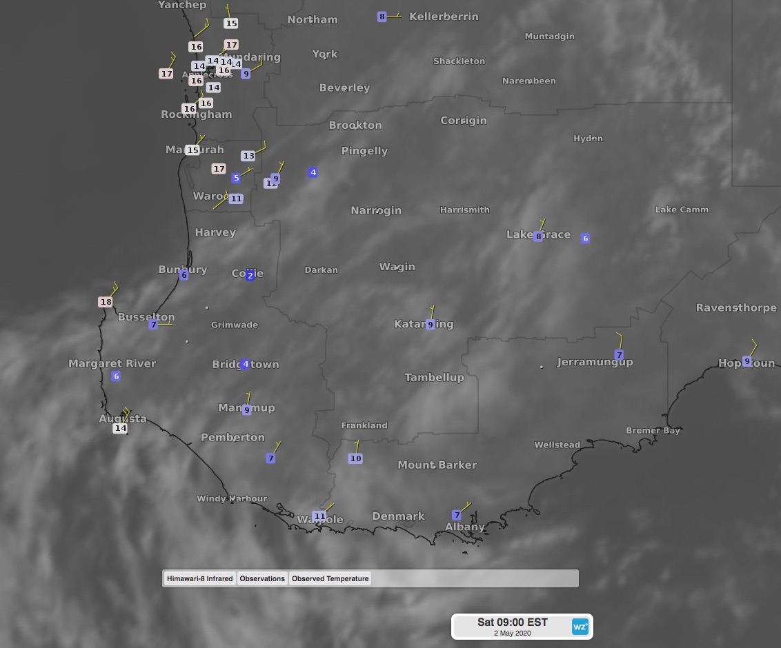 Seesawing minima for southwest WA in the coming week