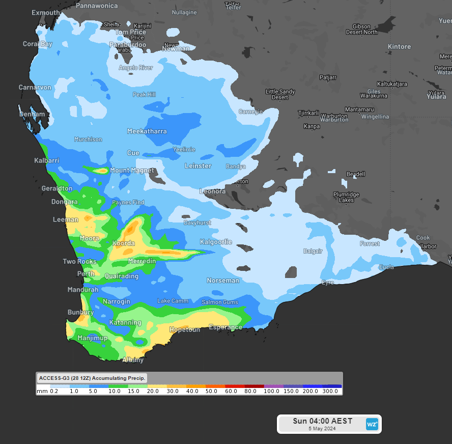 Decent rain en route to bone-dry southwest WA