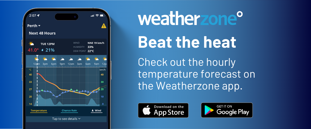 Another 40ºC day in Perth, afternoon storms possible